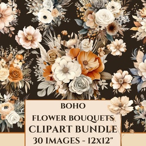 BOHO Flower Bouquets PNG Clipart Bundle Floral Images Flower PNG ...