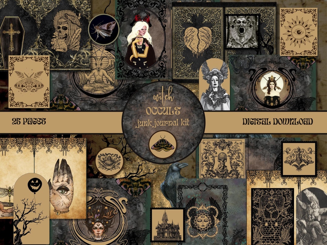 Occult Junk Journal Kit PRINTABLE Witch Ephemera Pack Grimoire Pages ...