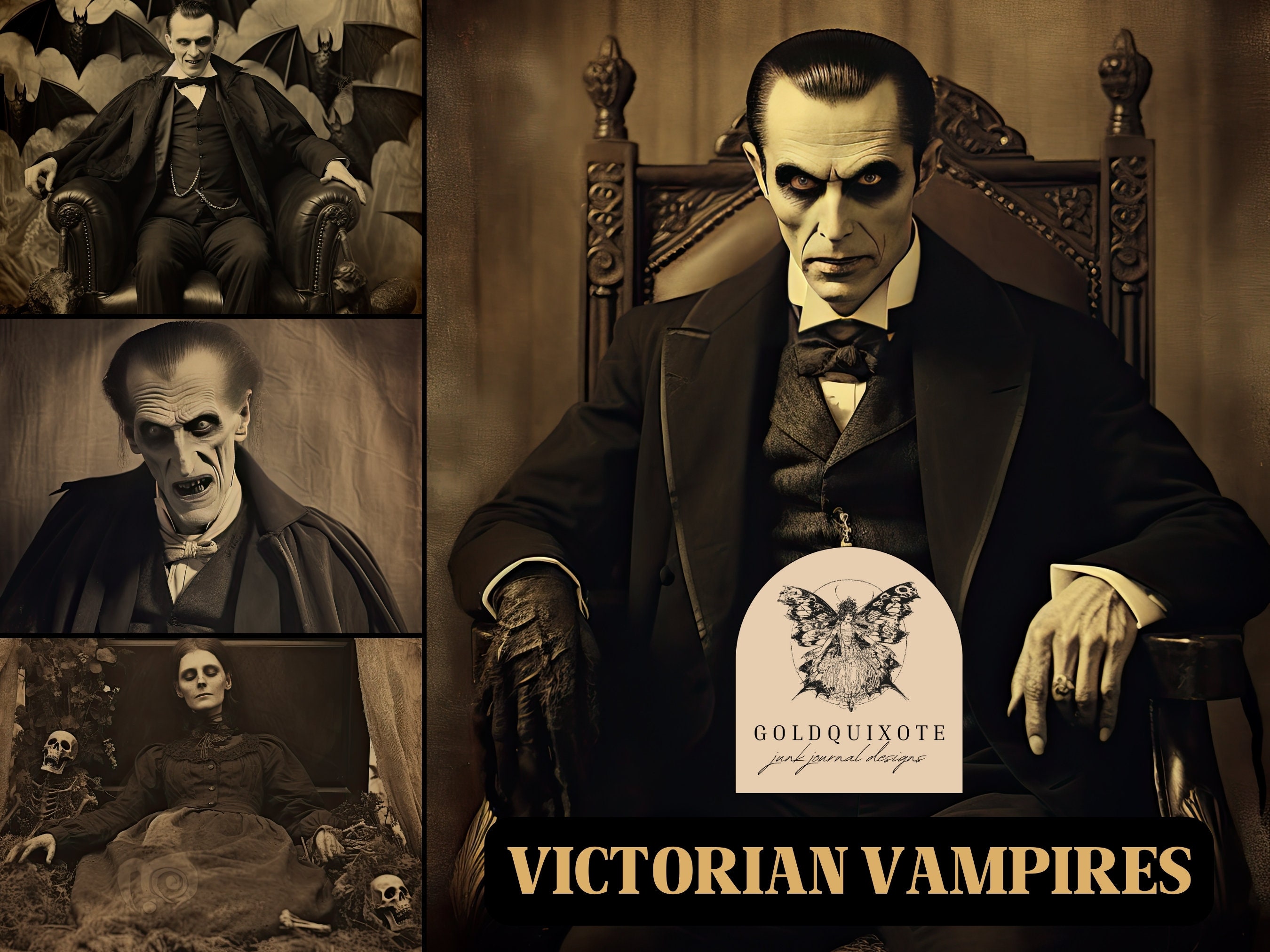 Victorian Vampires Vintage Photo Pack Creepy Ephemera PRINTABLE DIGITAL ...