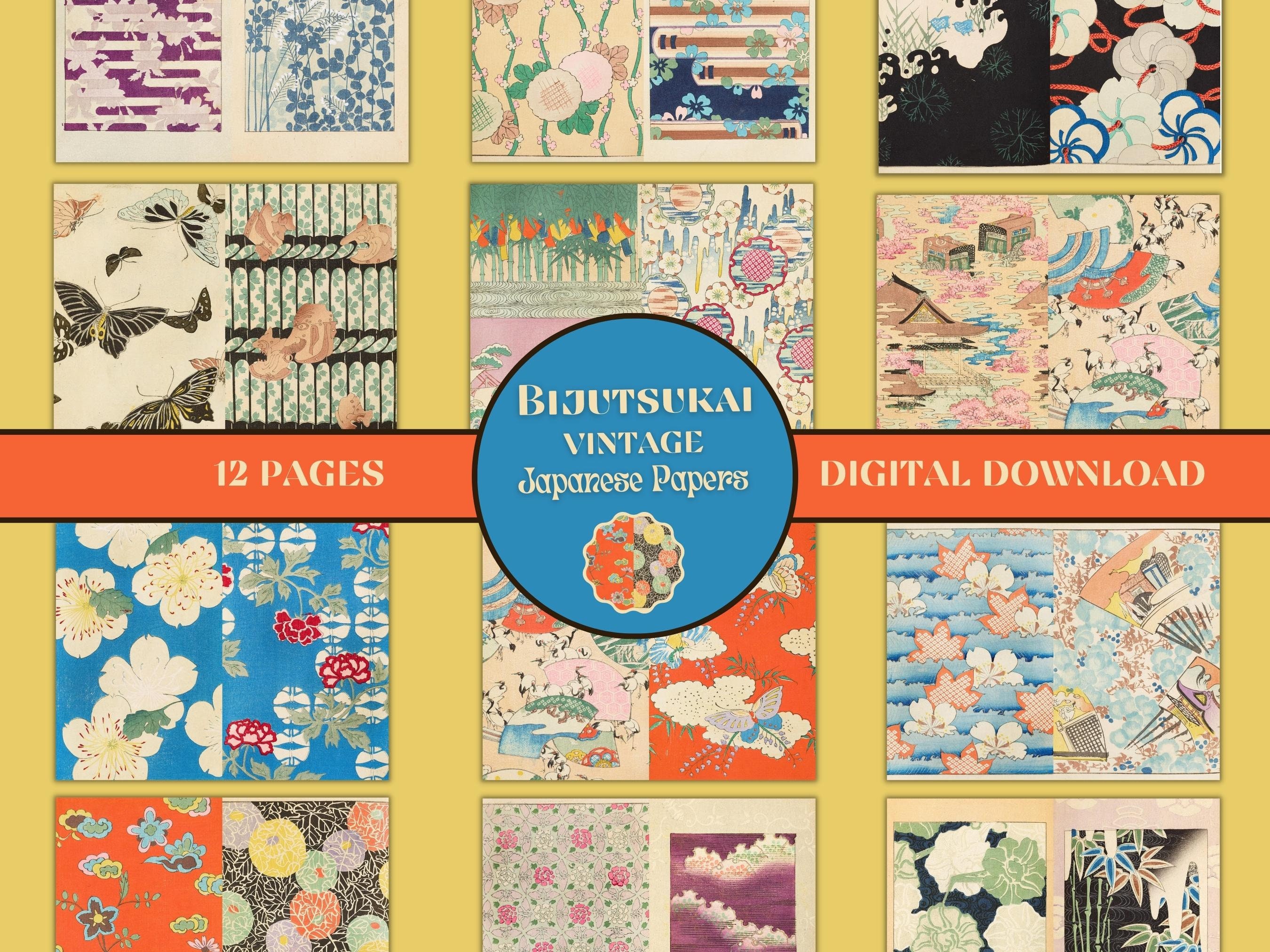 Vintage Bijutsukai DIGITAL Japanese Papers Asian Junk Journal Pages ...