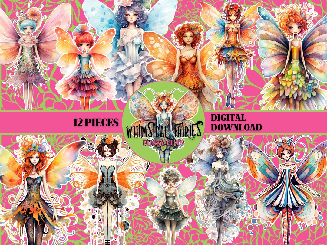 Whimsical Fairy Fussy Cuts Quirky Fairies Fussy Cuts Fairy Ephemera ...