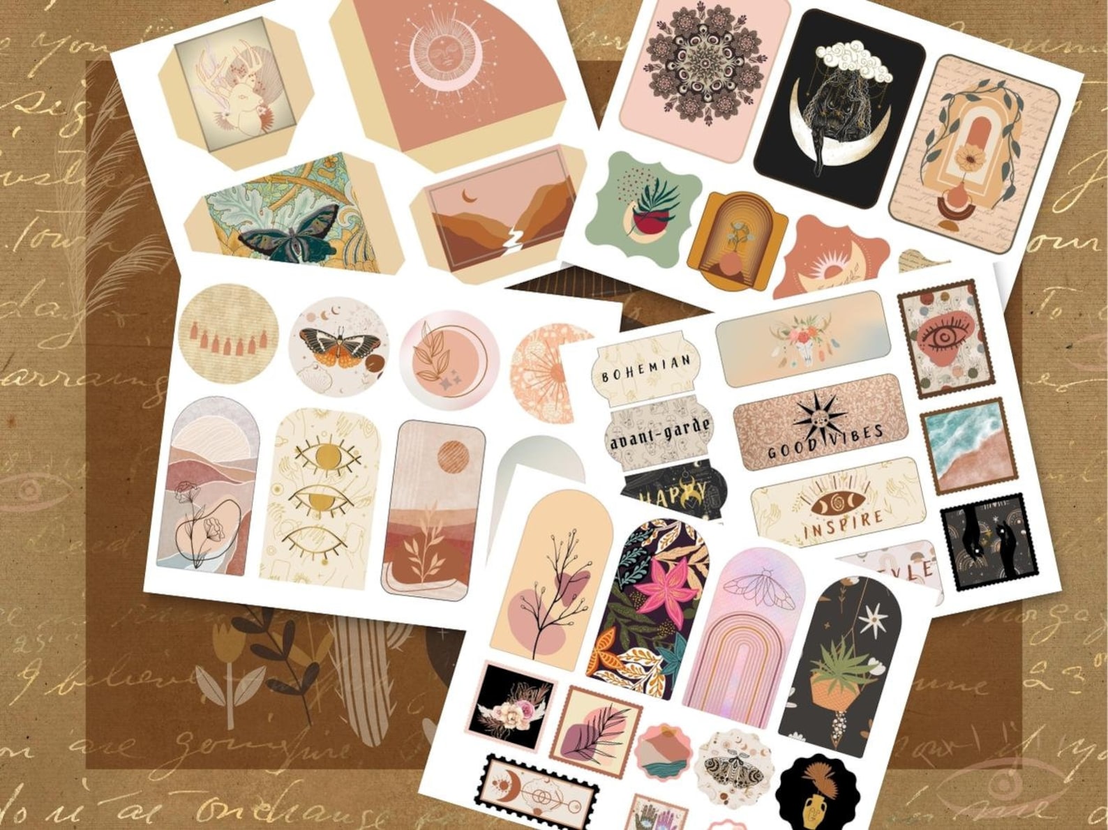 BOHO Junk Journal Kit Boho Ephemera Pack BOHO Collage Sheets Scrapbook ...