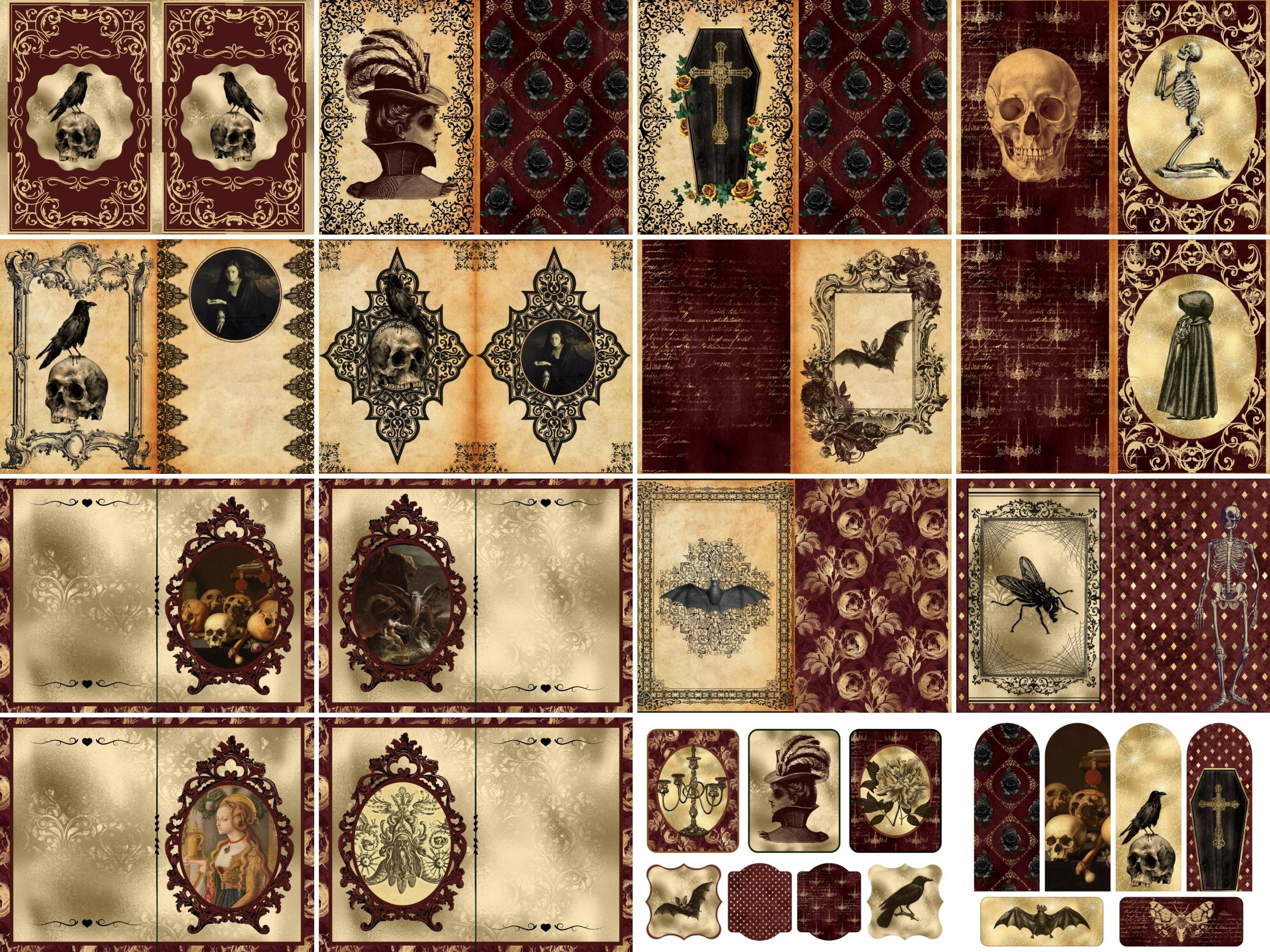 Red&gold Gothic Junk Journal Kit PRINTABLE Witch Ephemera Book - Etsy