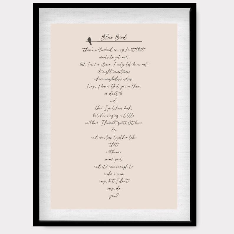 Blue Bird Poem by Charles Bukowski Wall Art Print Digital - Etsy