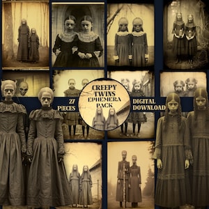Victorian Creepy Twins Spooky Ephemera Pack PRINTABLE Vintage Oddities ...