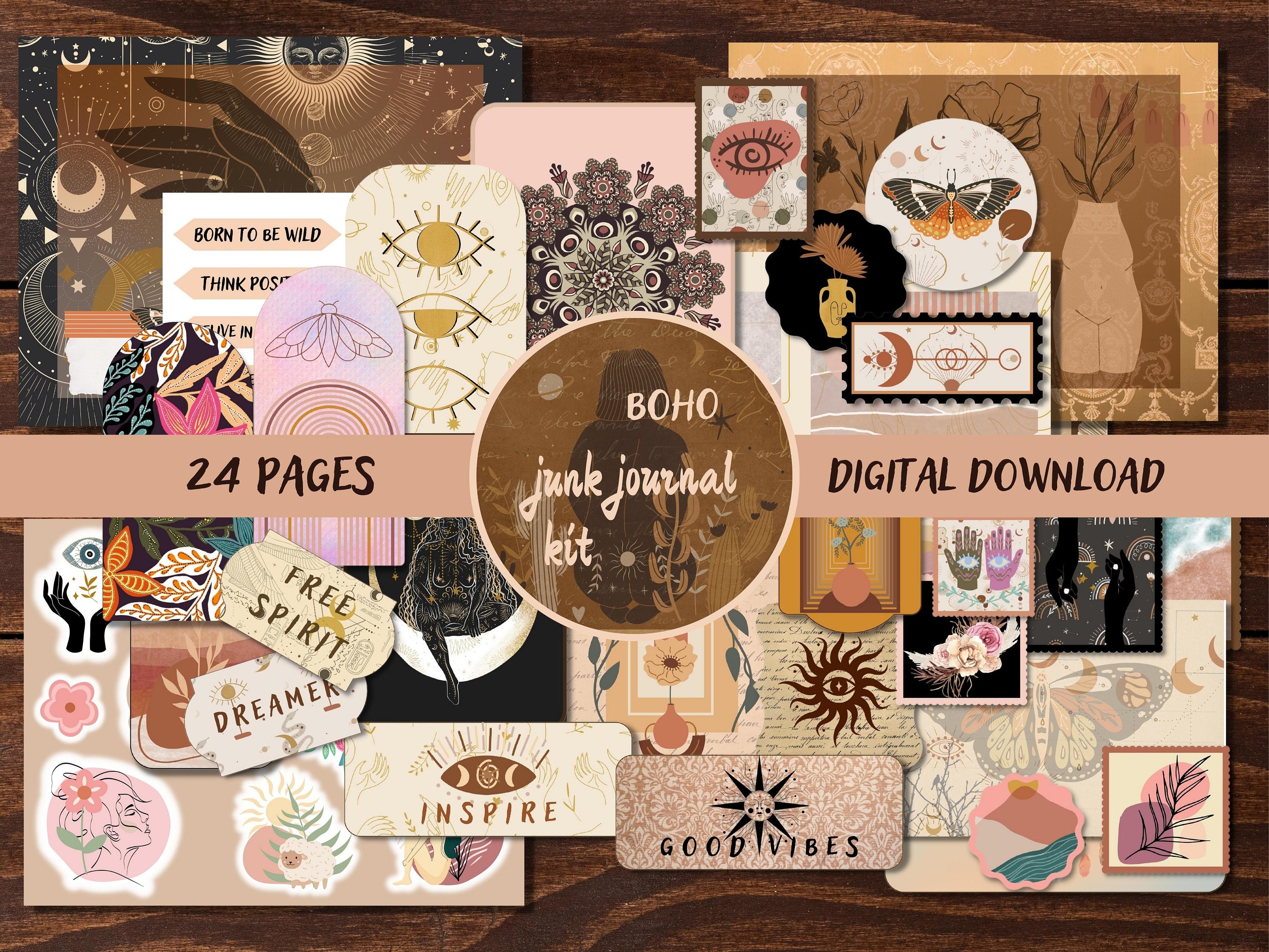 BOHO Junk Journal Kit Boho Ephemera Pack BOHO Collage Sheets - Etsy