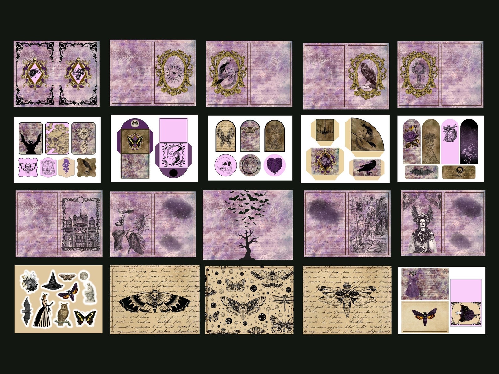 Purple Blush Gothic Junk Journal Kit Printable Witch Ephemera Pack ...
