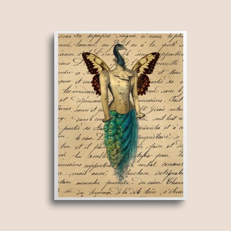 Steampunk Printable Peacock Poster Anthropomorphic Art - Etsy