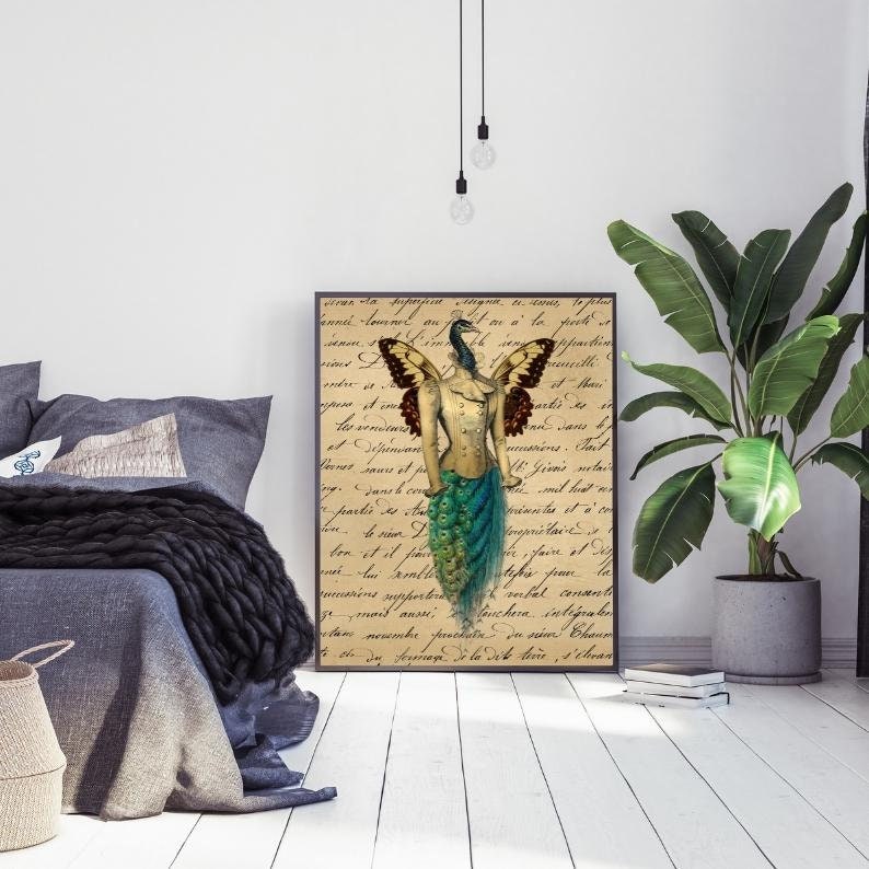 Steampunk Printable Peacock Poster Anthropomorphic Art - Etsy