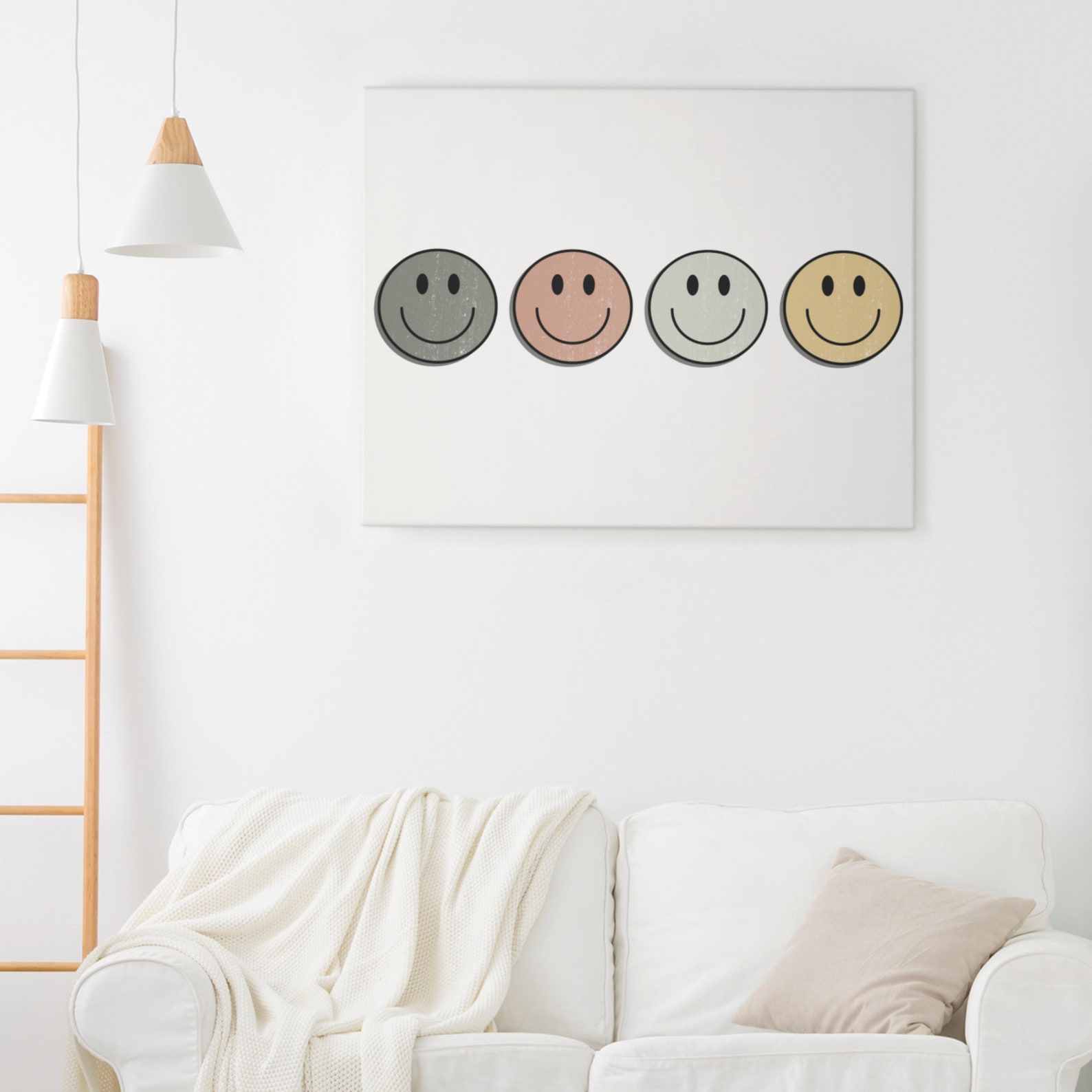 Retro Smiley Face Digital Art Print, Printable 70s Wall Art, Smiley ...