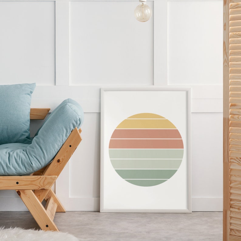 Retro Abstract Sun Digital Art Print, Printable Retro Wall Art, Digital ...