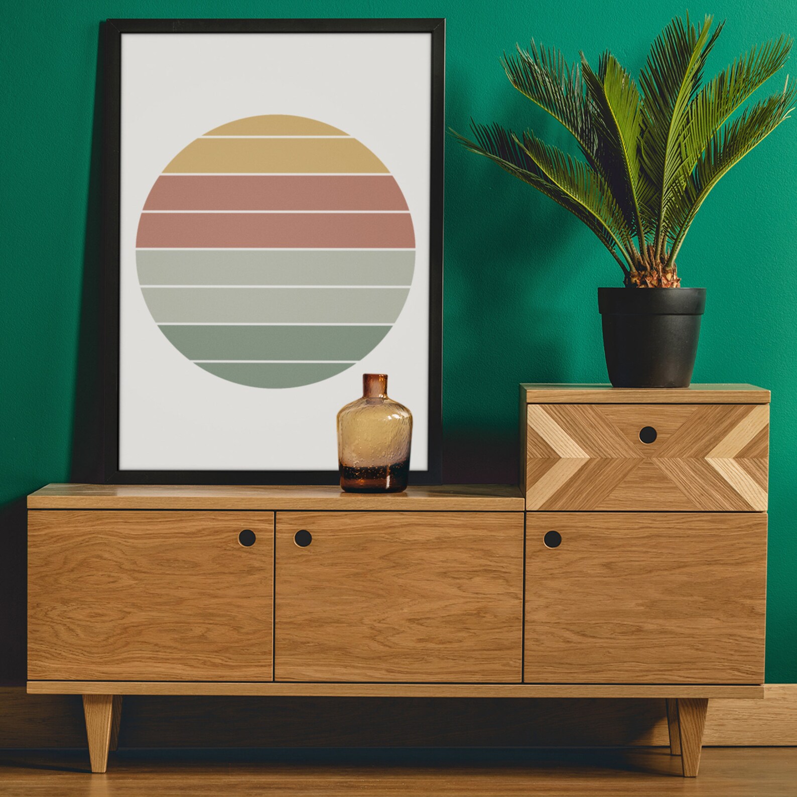 Retro Abstract Sun Digital Art Print, Printable Retro Wall Art, Digital ...