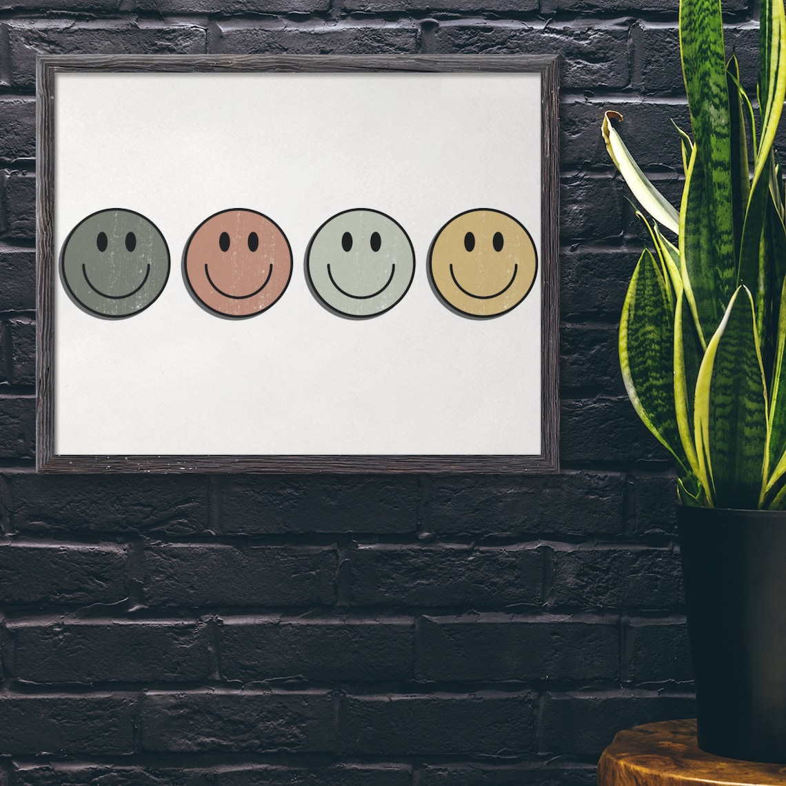 Retro Smiley Face Digital Art Print, Printable 70s Wall Art, Smiley ...