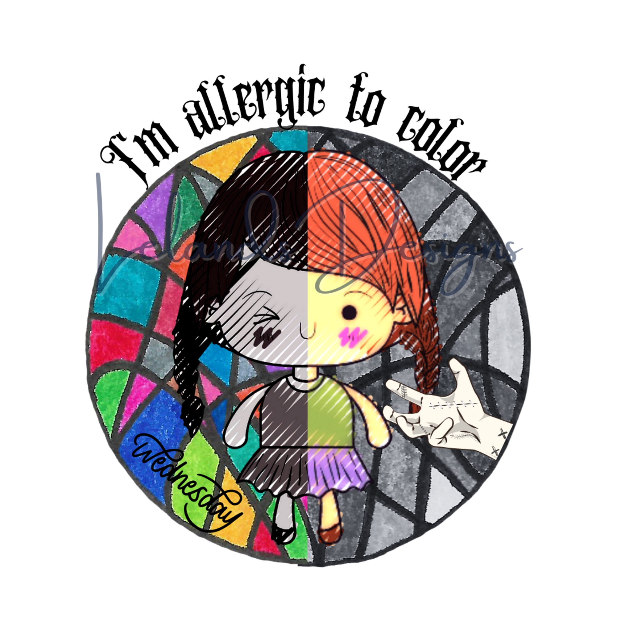 I'm Allergic to Color PNG Gothic Art Wednesday Addams Clipart Black and ...