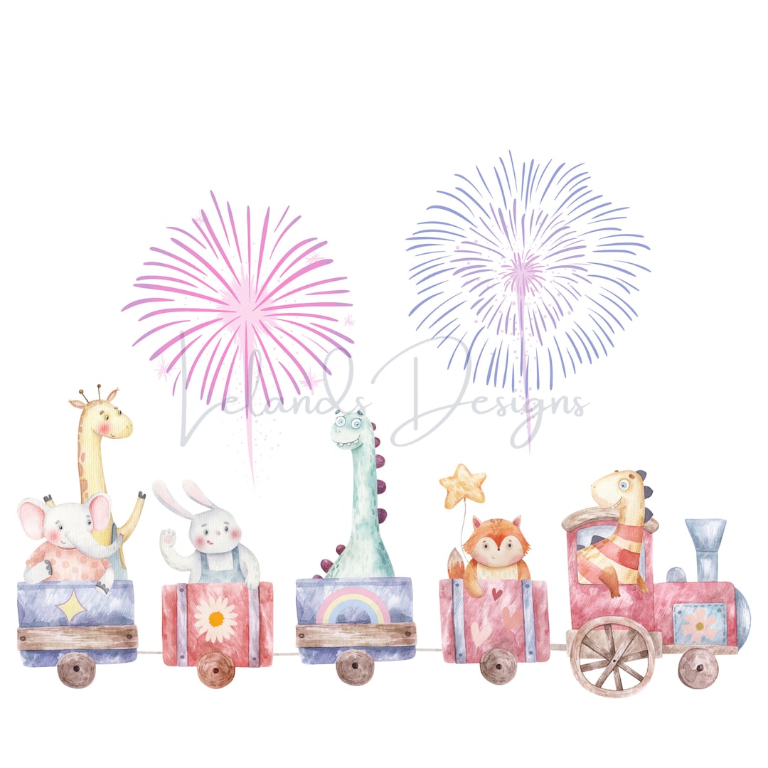 Animals Happy Train Watercolor Pastel Train PNG Adorable Train Clipart ...