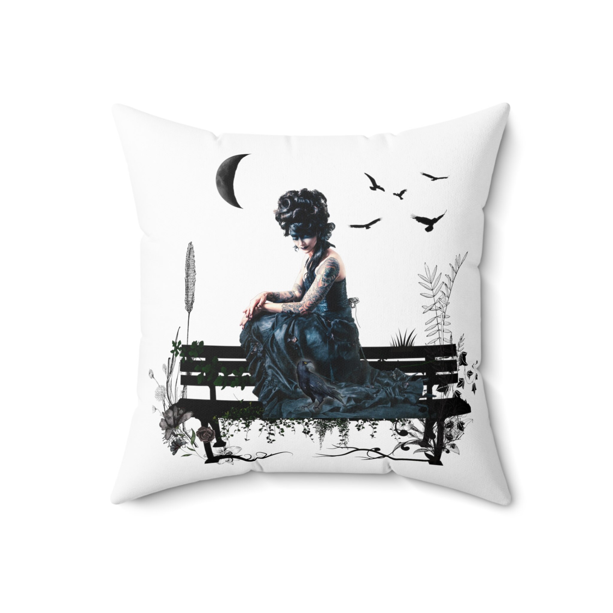 Gothic Spring PNG Gothic Art Goth on Park Bench Clipart Black Raven ...