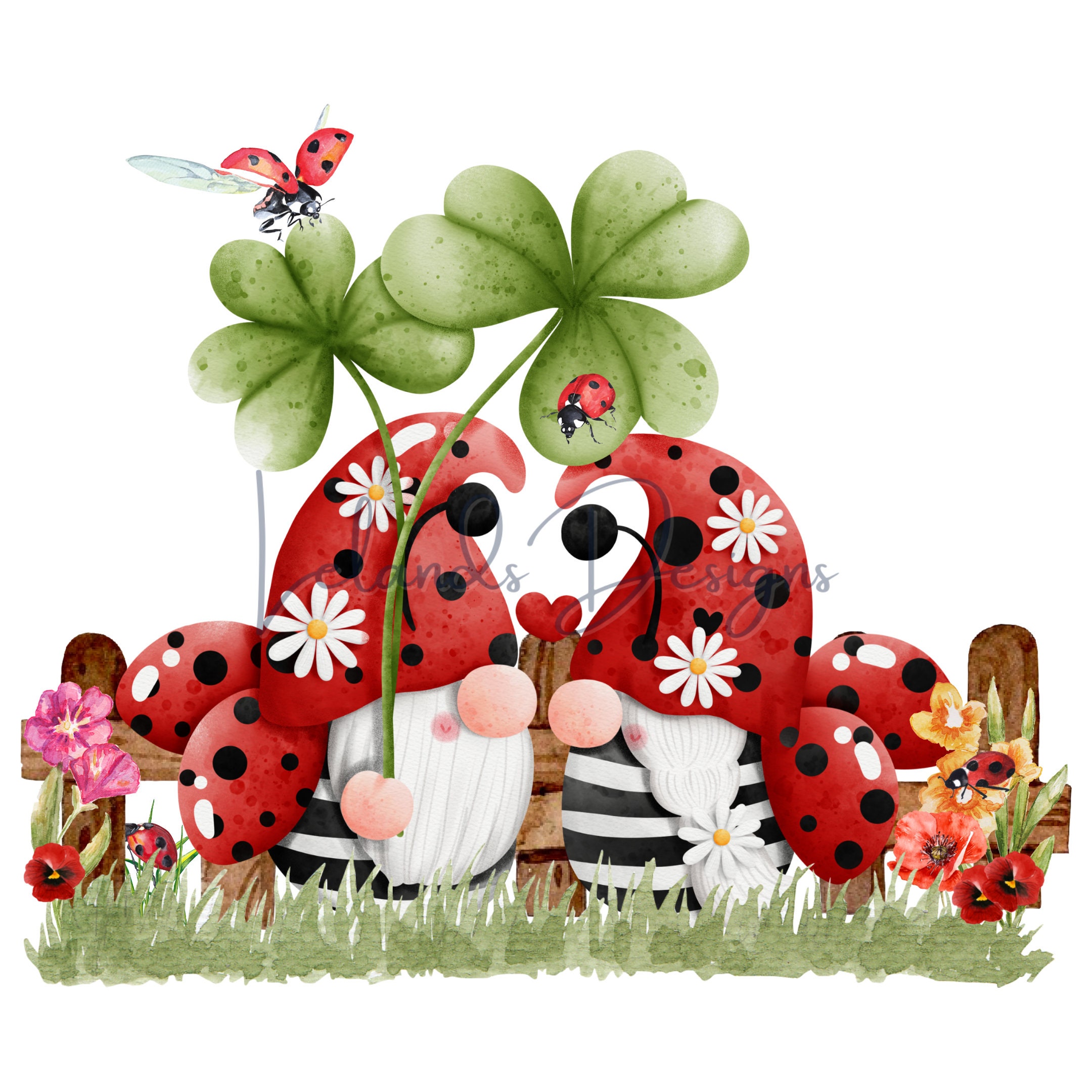 Love Bug Gnome PNG & SVG Watercolor Gnome Art Ladybug Gnome Clipart ...