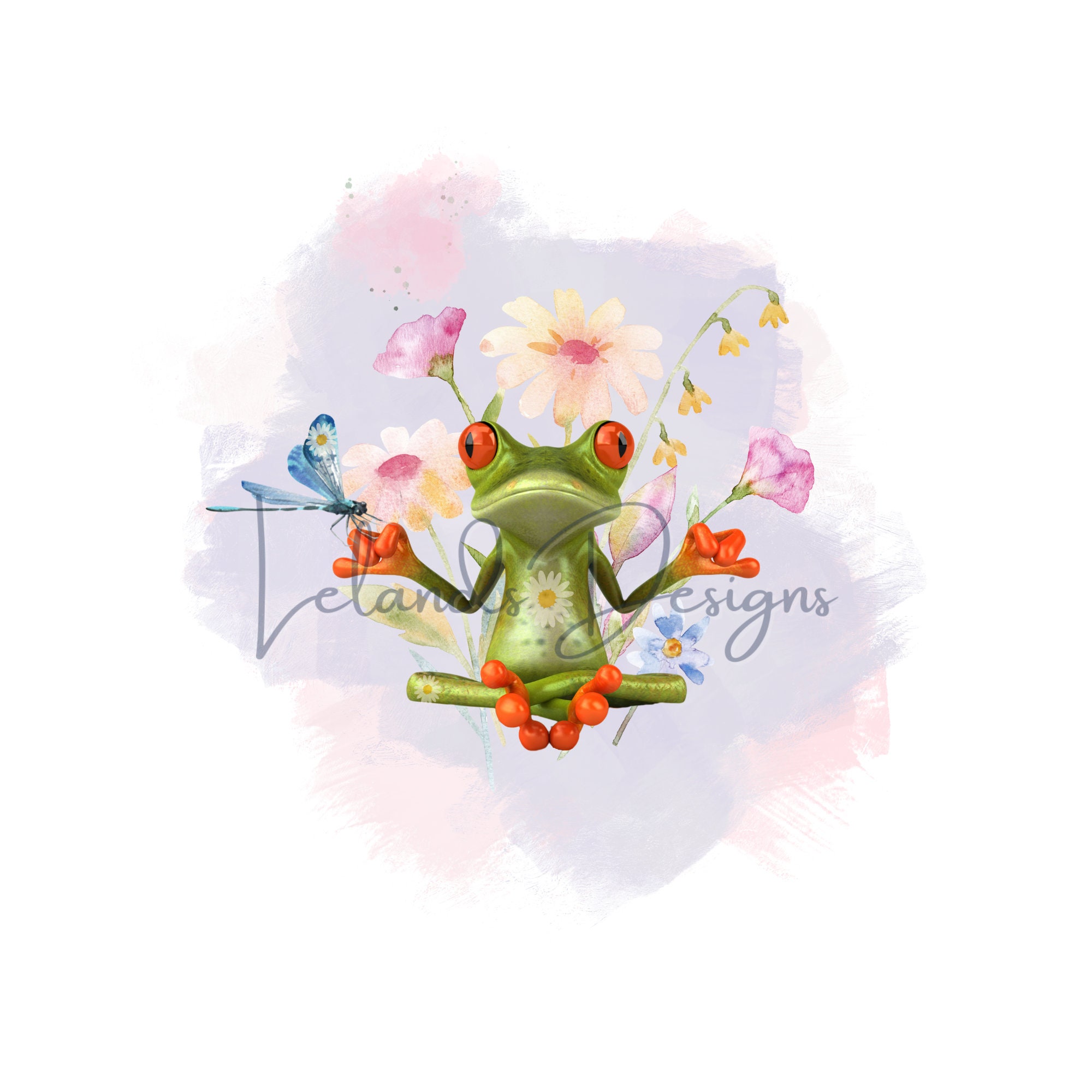 Zen Frog Digital Art Download Namaste Froggy PNG Cool Hippie Frog and ...