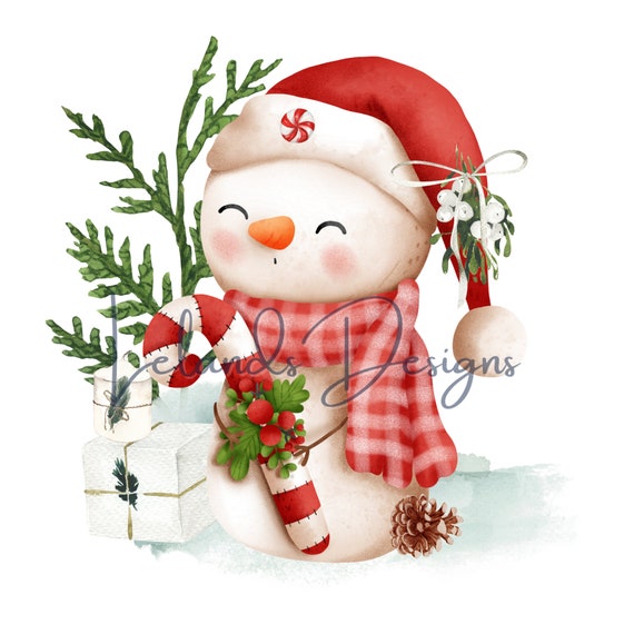 Peppermint Snowman Digital Download Adorable Christmas - Etsy