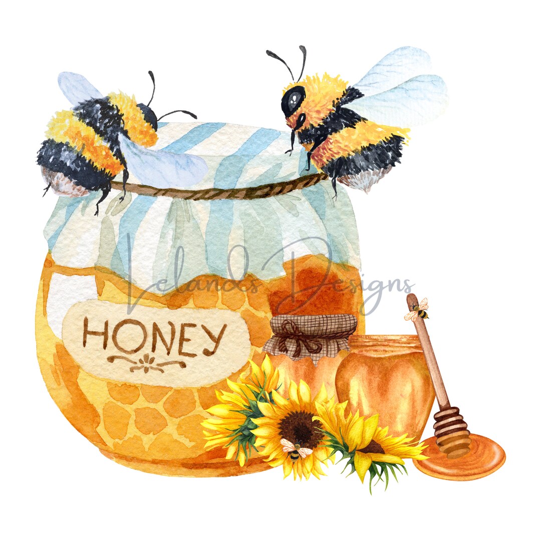 Honey Bumble PNG & SVG | Watercolor Bumble Bees | Bee Clipart | Bees ...
