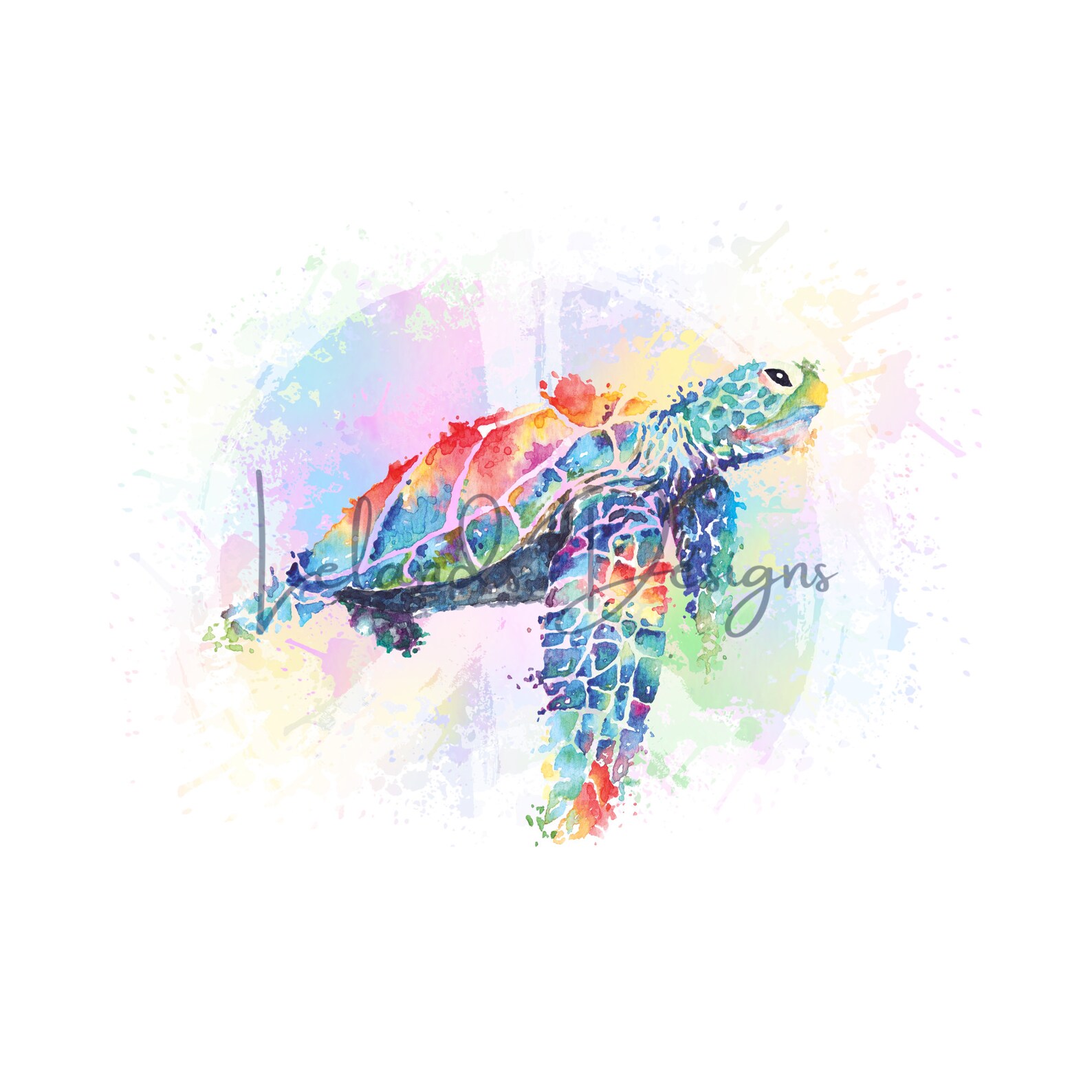 Glide in Peace PNG Digital Download Watercolor Sea Turtle Sea Life Art ...