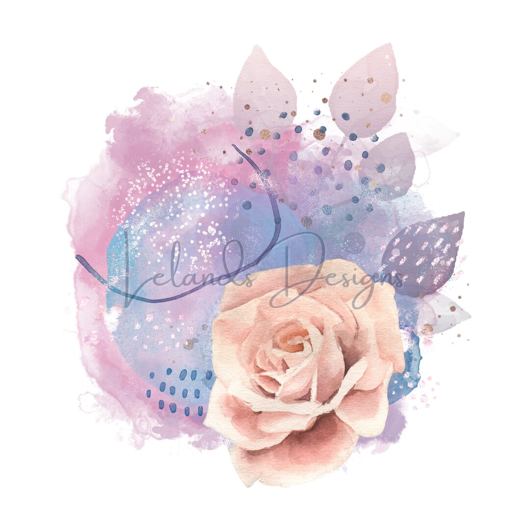 Rose Color Splash Digital Image Rose Watercolor T-shirt Sublimation ...