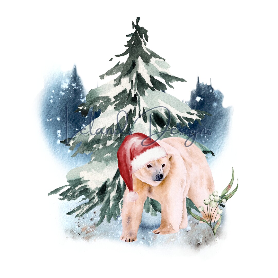 Polar Wonderland PNG Digital Download | Polar Bear Christmas Scene ...