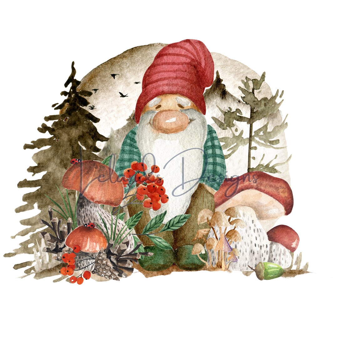 Vintage Country Gnome PNG & SVG Watercolor Garden Gnome Gnome Clipart ...