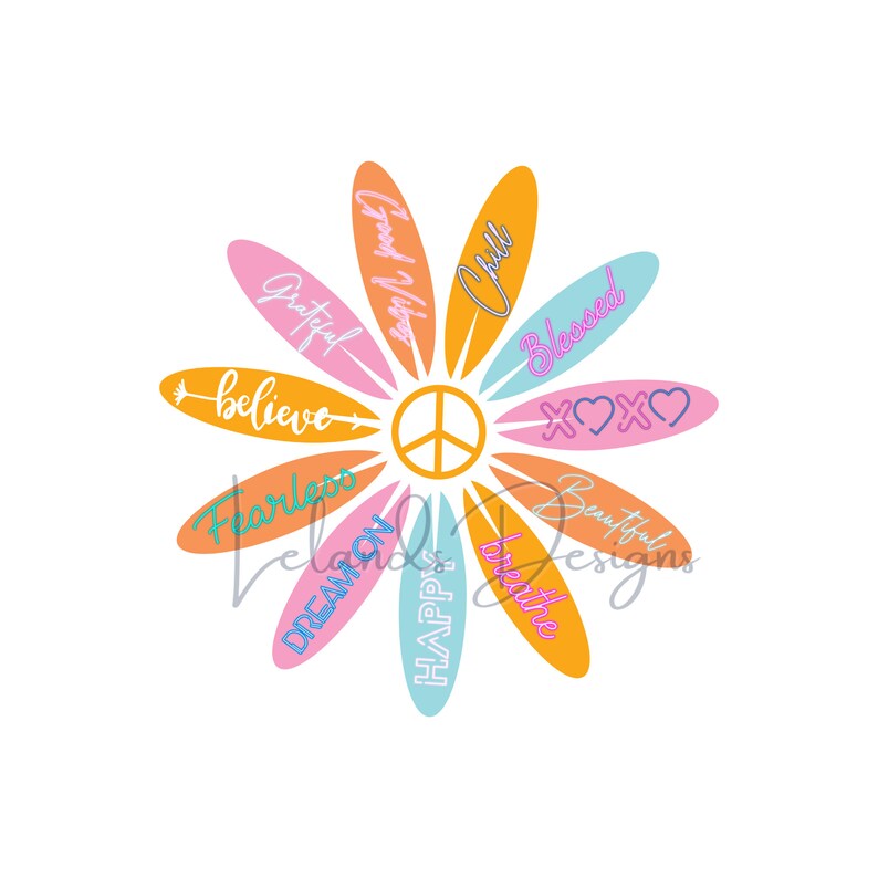 Positive Peace Vibes Digital Download Peace Sign Flower PNG Positive ...