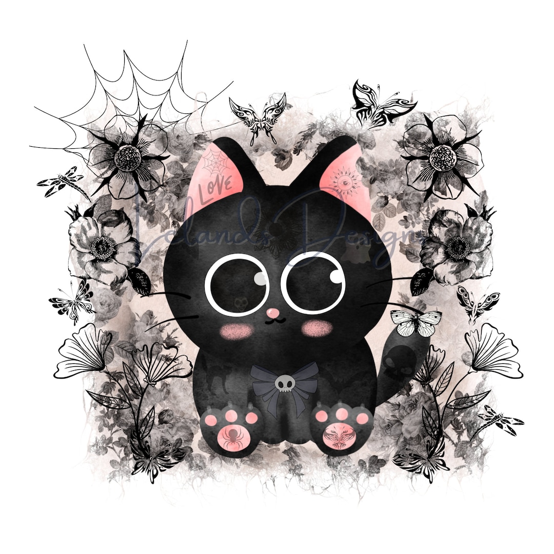 Lil Goth Kitty PNG Gothic Cat Art Halloween Goth Clipart Kitty Gothic T ...
