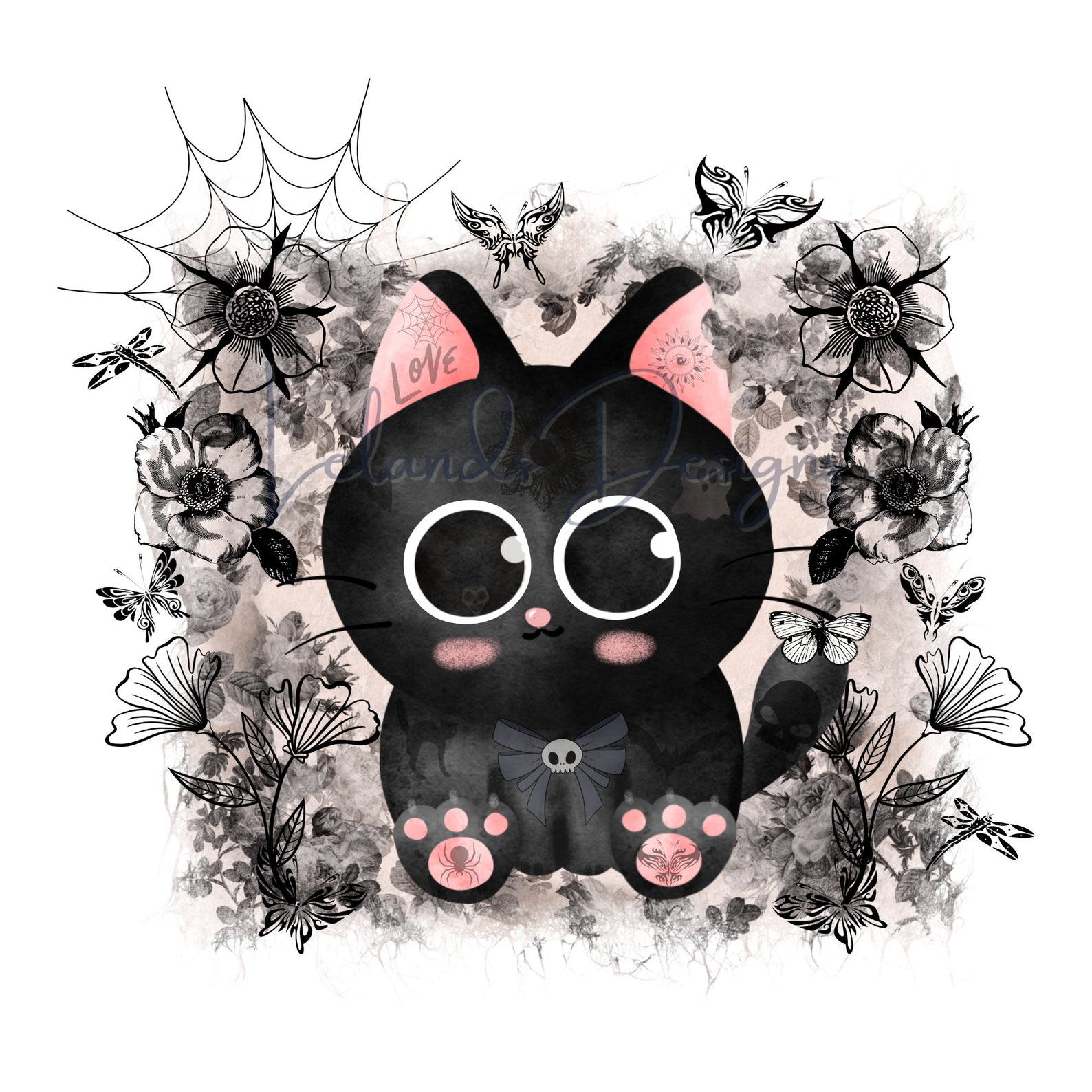Lil Goth Kitty PNG Gothic Cat Art Halloween Goth Clipart Kitty Gothic T ...
