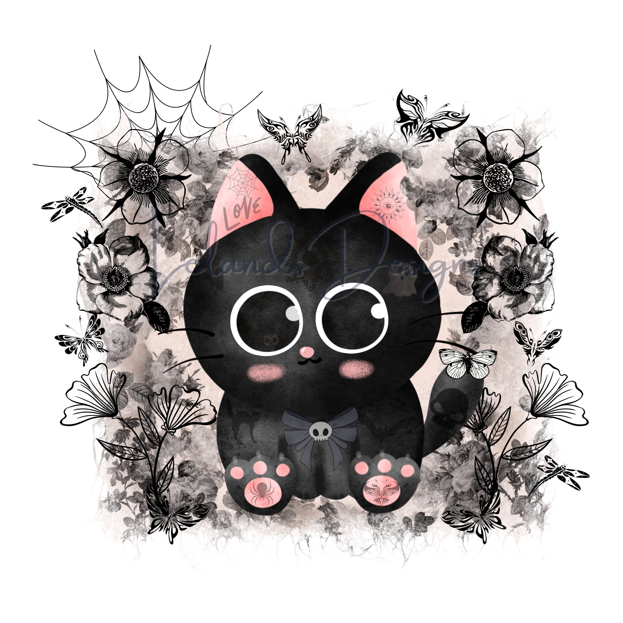Lil Goth Kitty PNG Gothic Cat Art Halloween Goth Clipart Kitty Gothic T ...