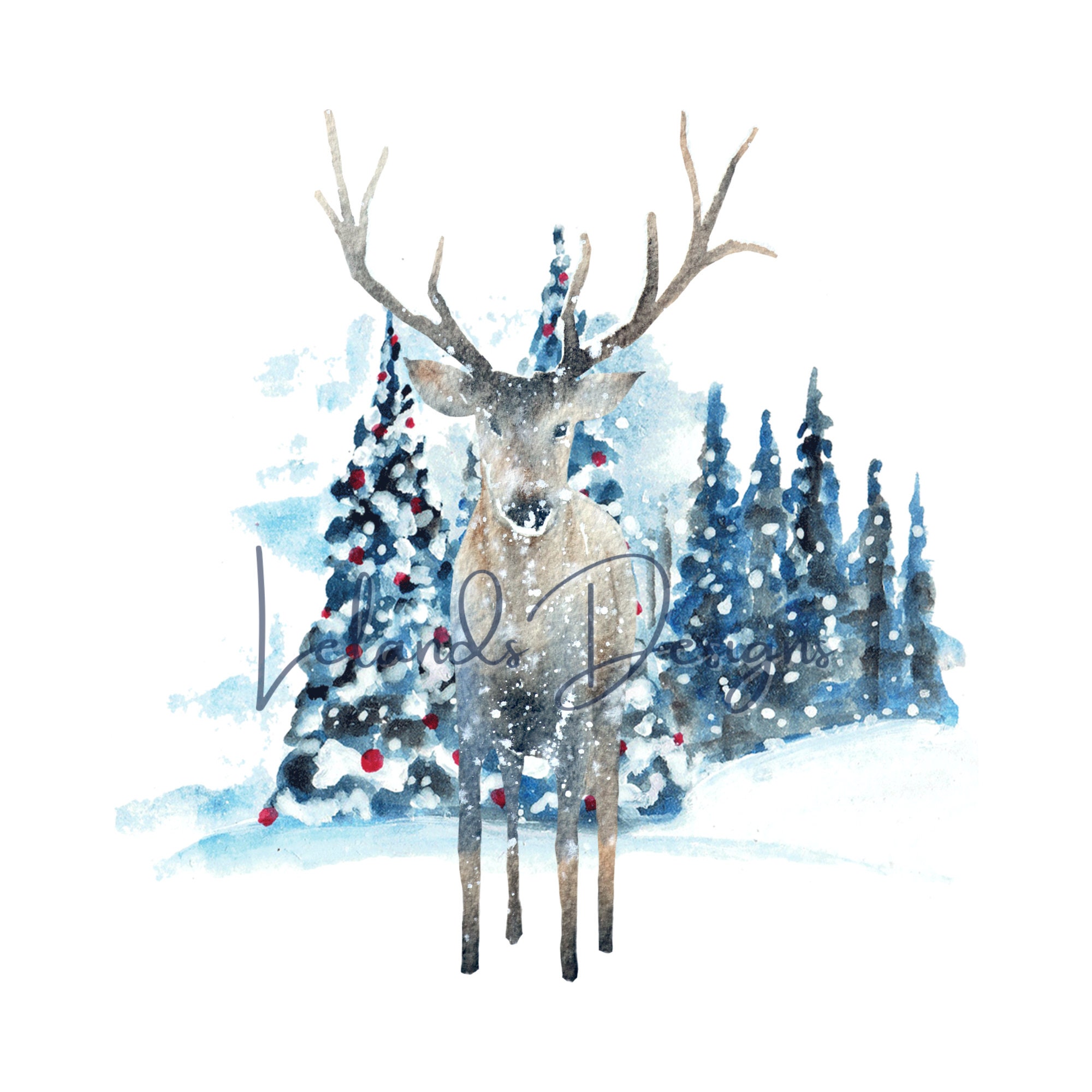Winter Wonderland Deer Digital Image Download Big Buck Wonderland PNG ...