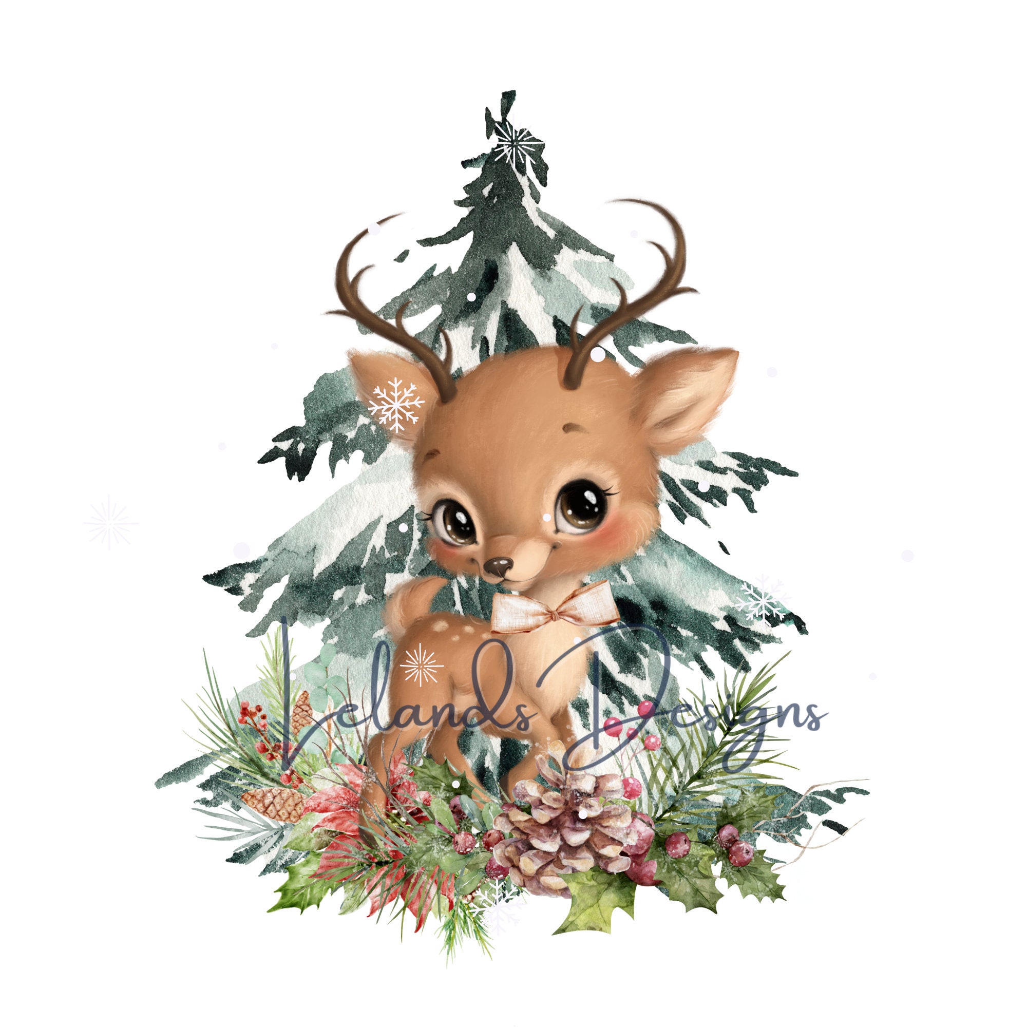 Reindeer Cheer Digital Image Download Adorable Little - Etsy