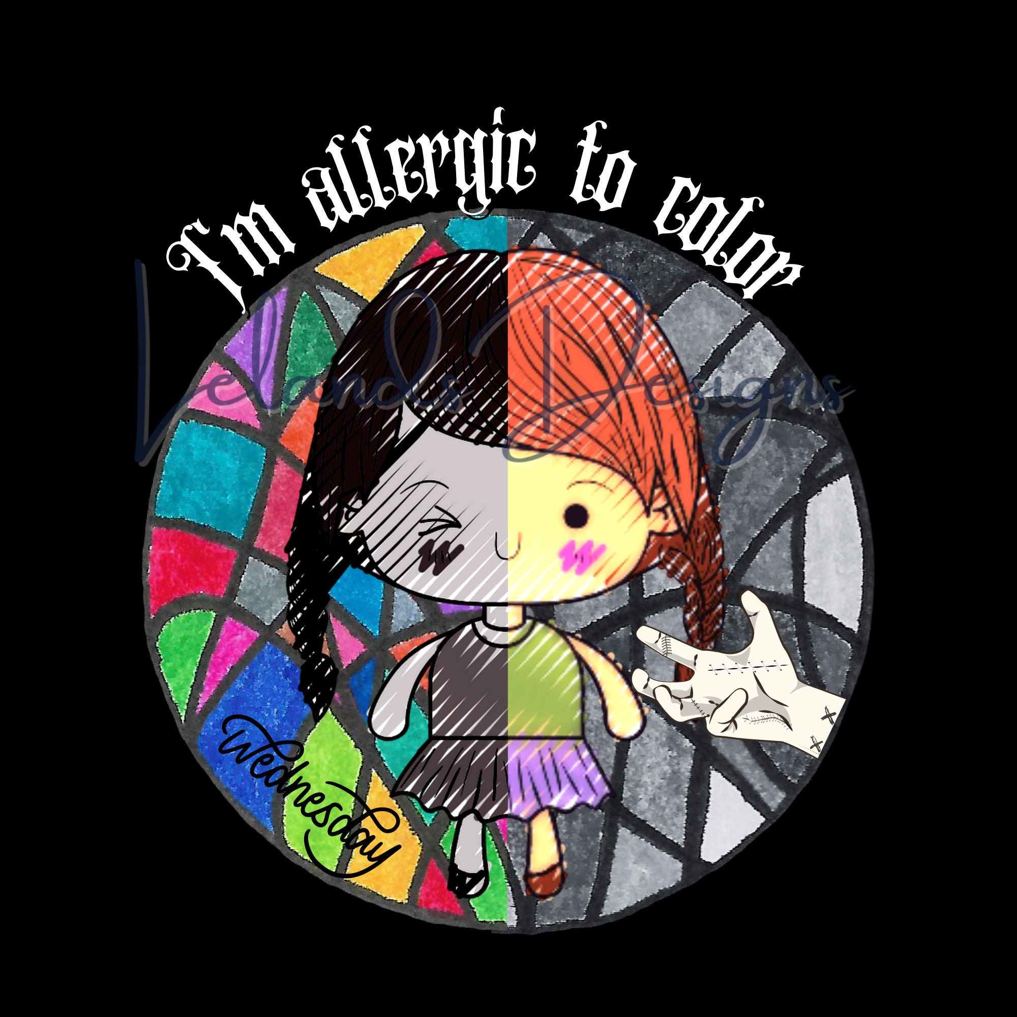 I'm Allergic to Color PNG Gothic Art Wednesday Addams Clipart Black and ...
