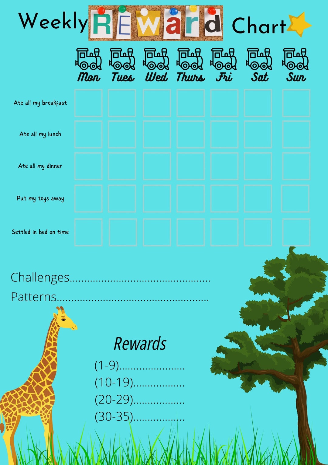 Digital/printable - My First Reward Chart - Etsy