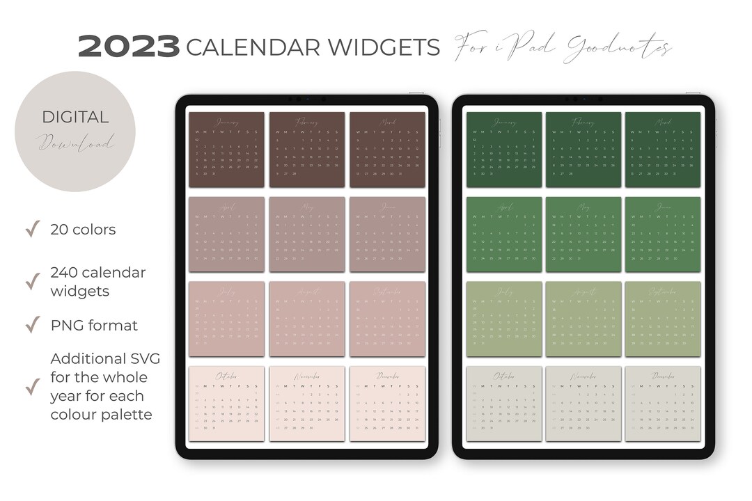 2023 Digital Calendar Widgets Digital Stickers Handmade - Etsy