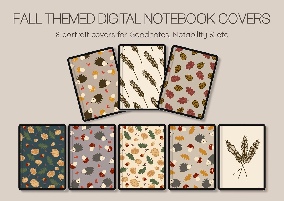 Fall Themed Digital Notebook Covers, Digital Portrait Covers, Goodnotes ...