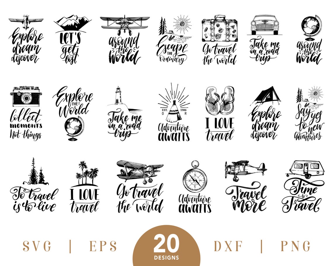 Adventure Awaits Svg Bundle, Road Trip Svg, Adventure Svg, Camping Svg ...