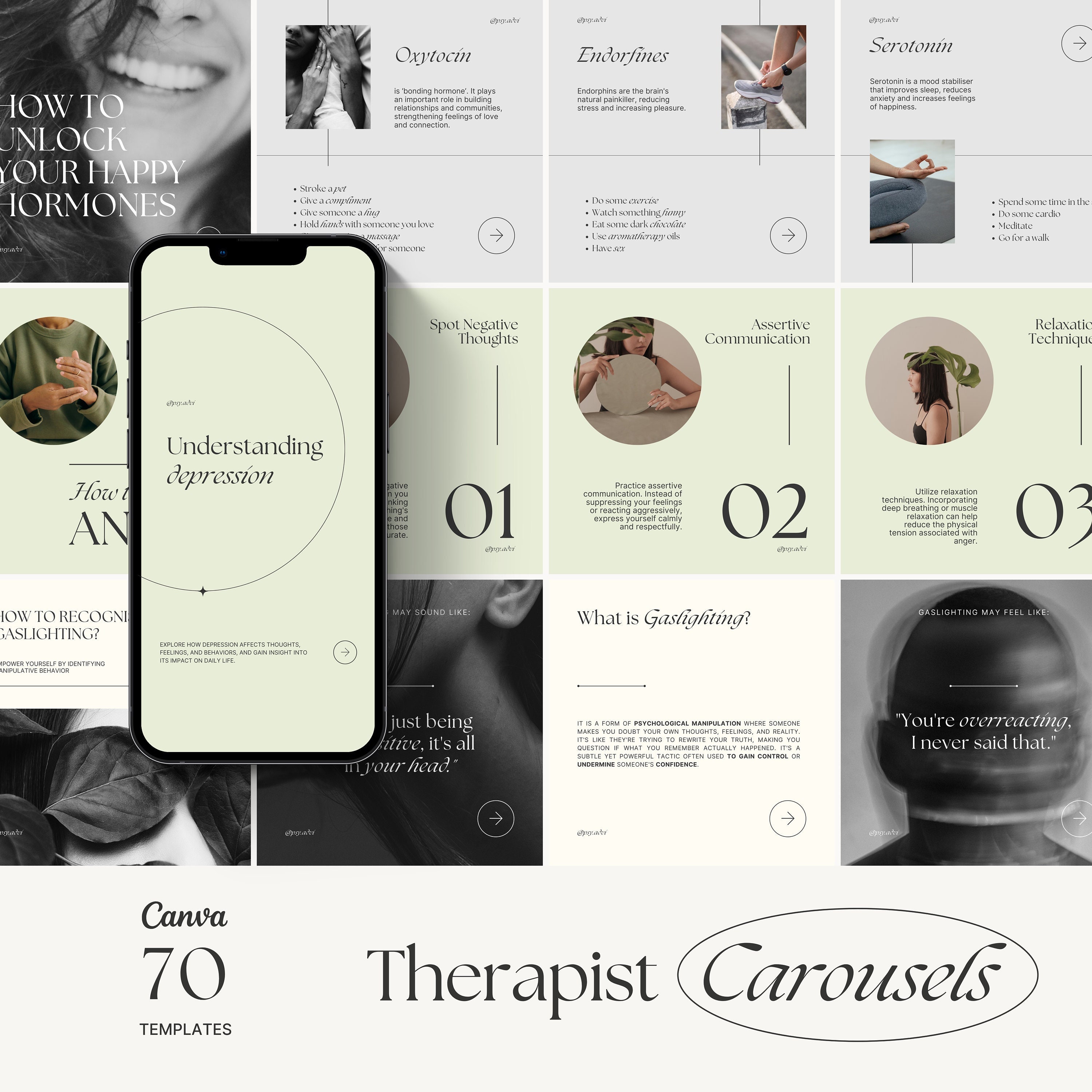 Mental Health Instagram Templates, Therapist Social Media Templates ...