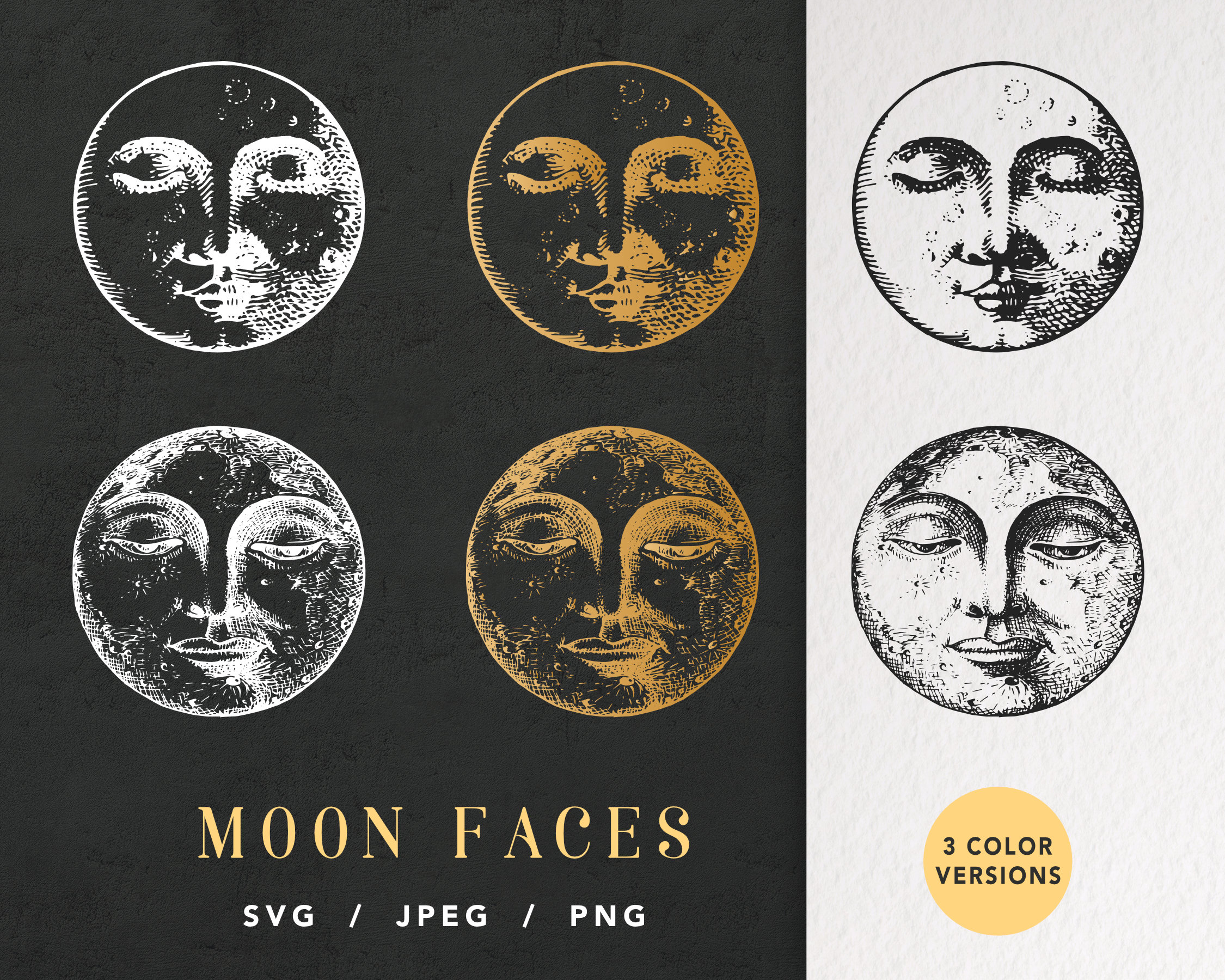 Moon SVG, Celestial Svg, Moon Face, Moonface, File for Cricut, Mystical ...