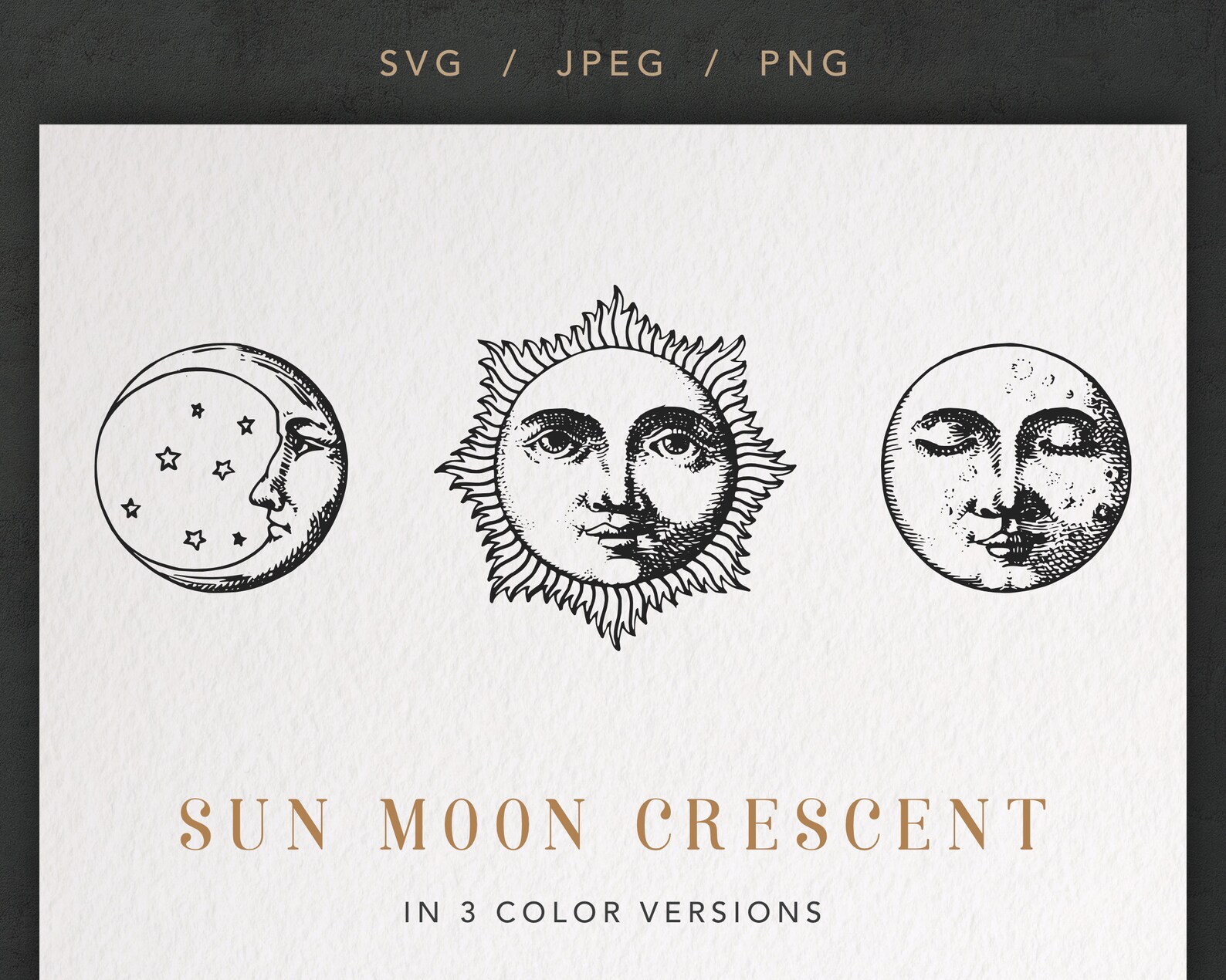 Sun and Moon SVG | Sun Moon Art | Moon Face Svg | Sun, Crescent, Moon ...