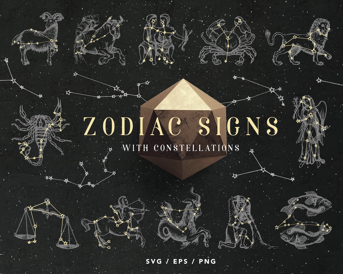 Zodiac Sings Bundle SVG, Zodiac Constellation Svg, Zodiac Sign PNG ...