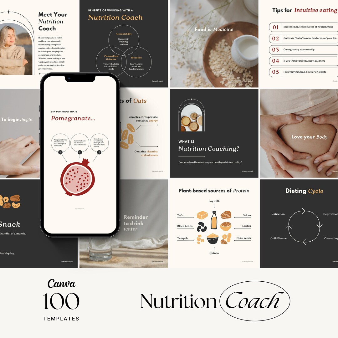Nutrition Coach Instagram Template, Health Coach Canva Social Media ...