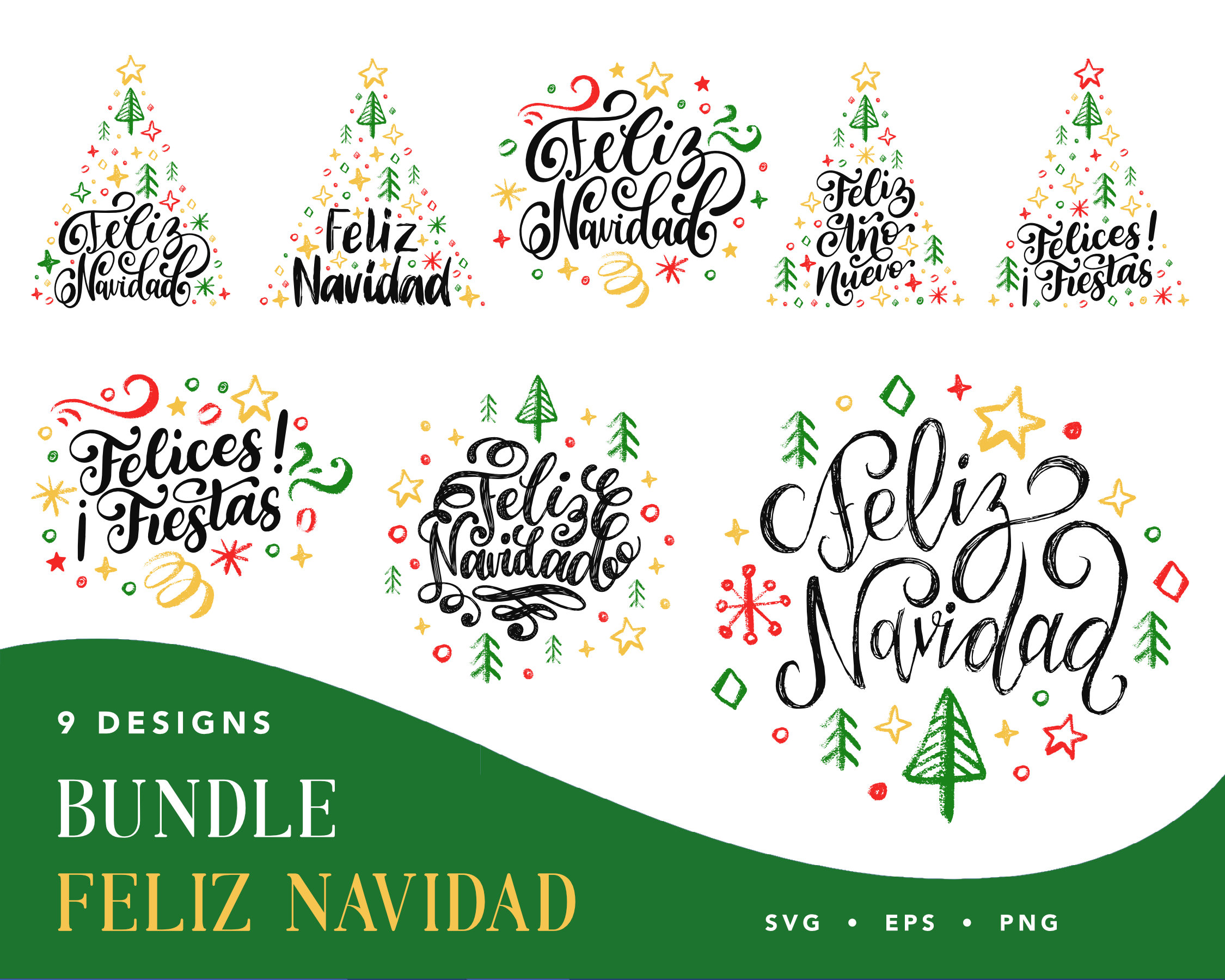 Feliz Navidad Svg Bundle, Feliz Navidad Png, Feliz Navidad Tshirt Card ...