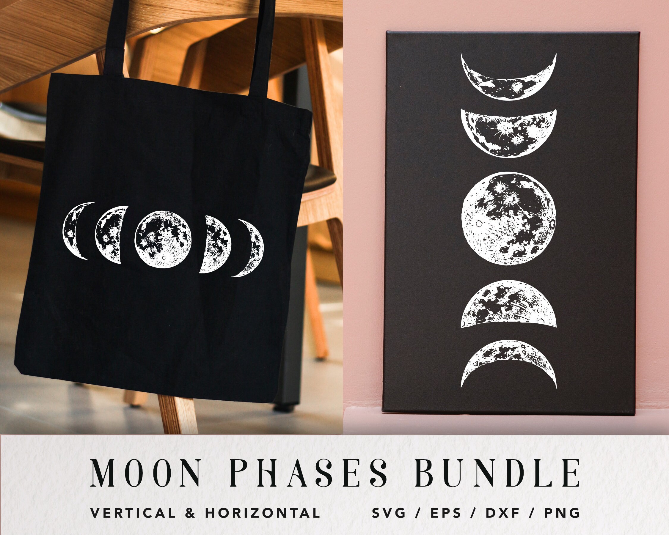 Moon Phases Art, Lunar Phases Print, Moon Phases Wall Art, Moon Phase ...