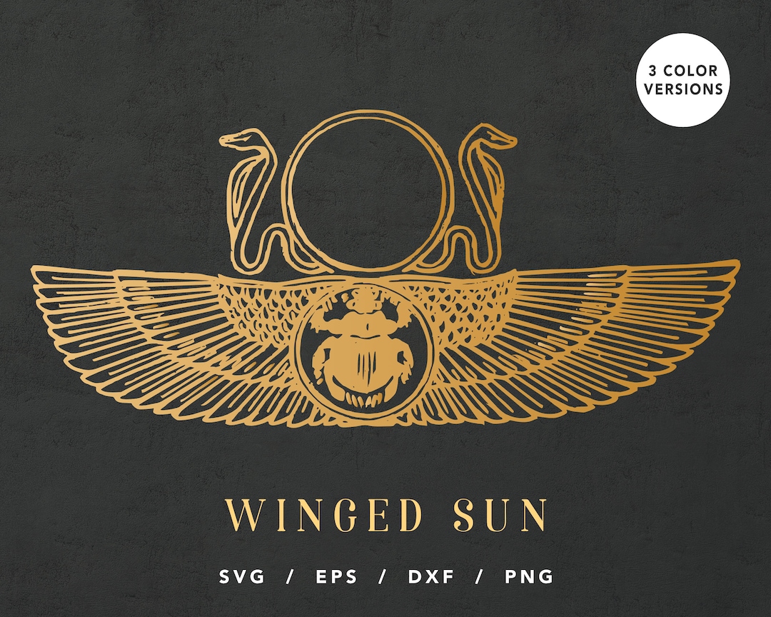 Winged Sun Disc Svg, Sun With Wings, Egyptian Outspread Falcon Wings ...