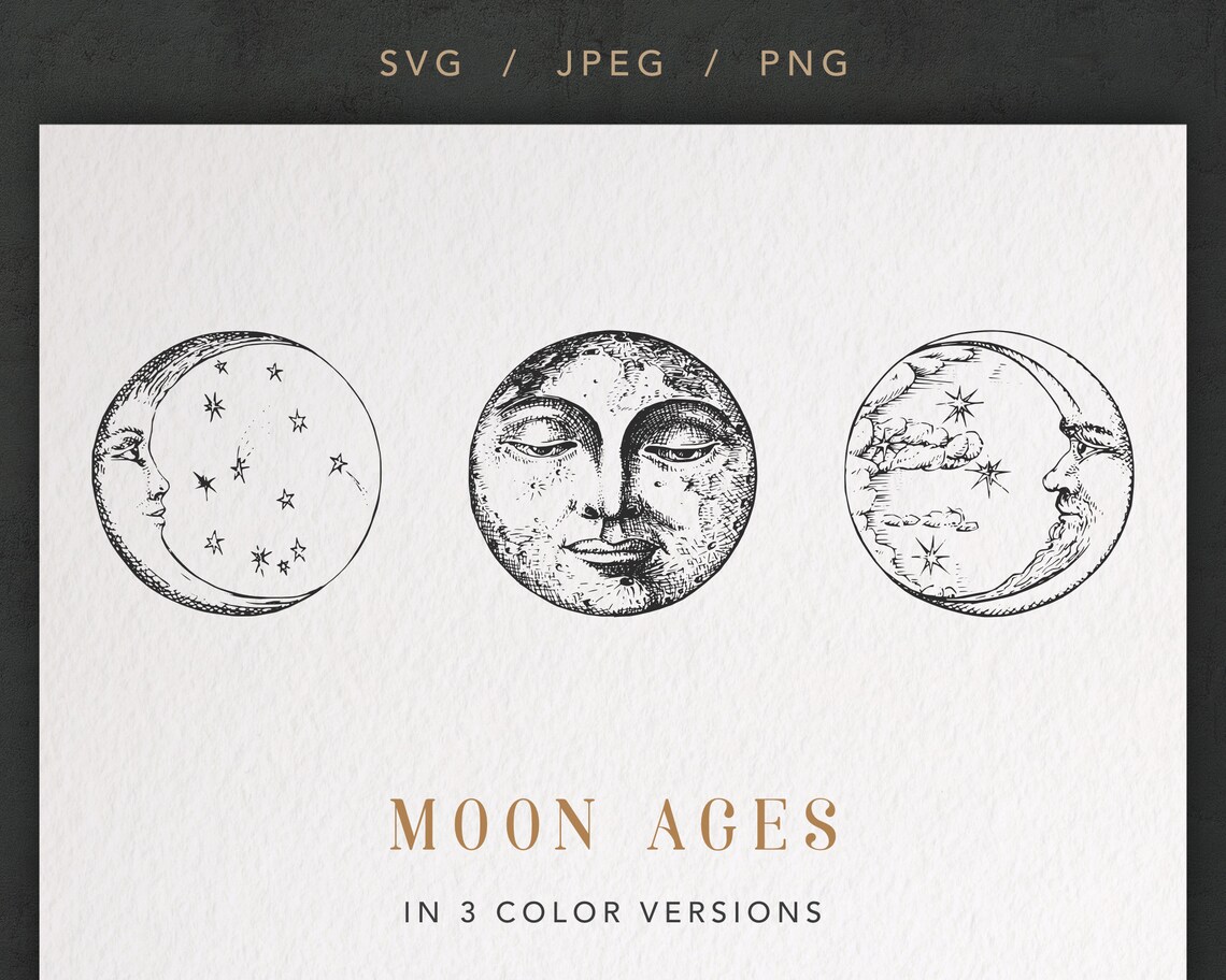 Moon SVG, Mystical Moon Svg, Celestial Svg, Moon Face Png, Moon and ...