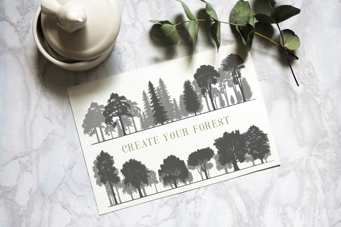 Tree Silhouette Forest Clipart Tree Drawing Trees Svg - Etsy