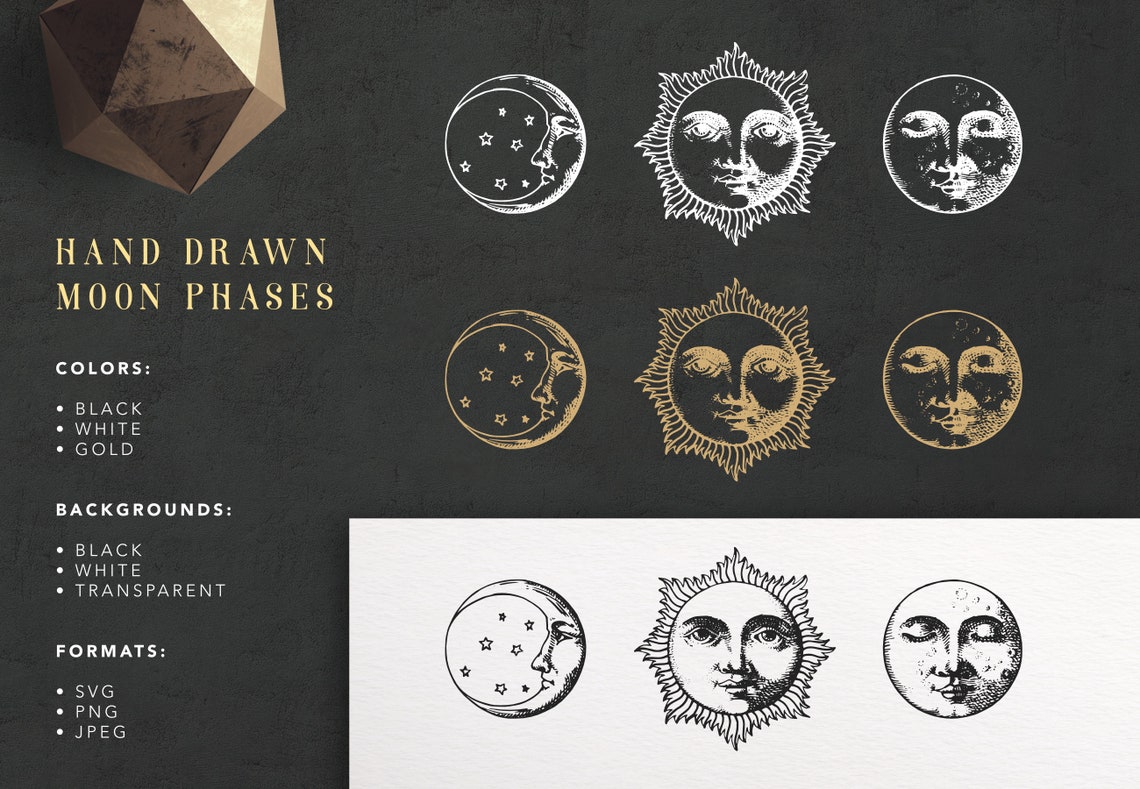 Sun and Moon SVG | Sun Moon Art | Moon Face Svg | Sun, Crescent, Moon ...